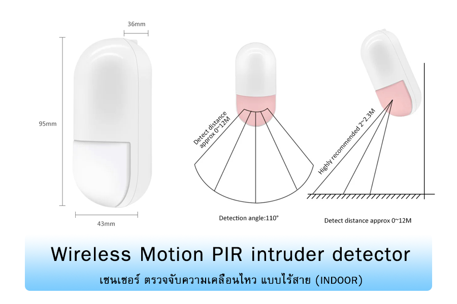 Wireless Motion PIR intruder detector เซนเซอร์ ตรวจจับความเคลื่อนไหว ...